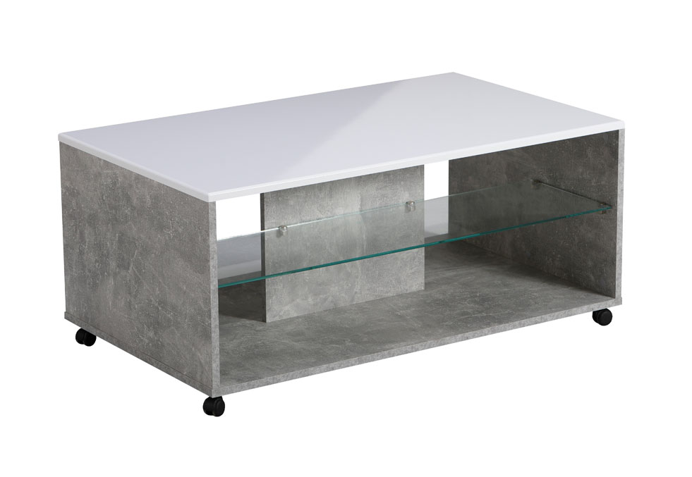Mesa de centro en blanco y gris cemento | Rapimueble